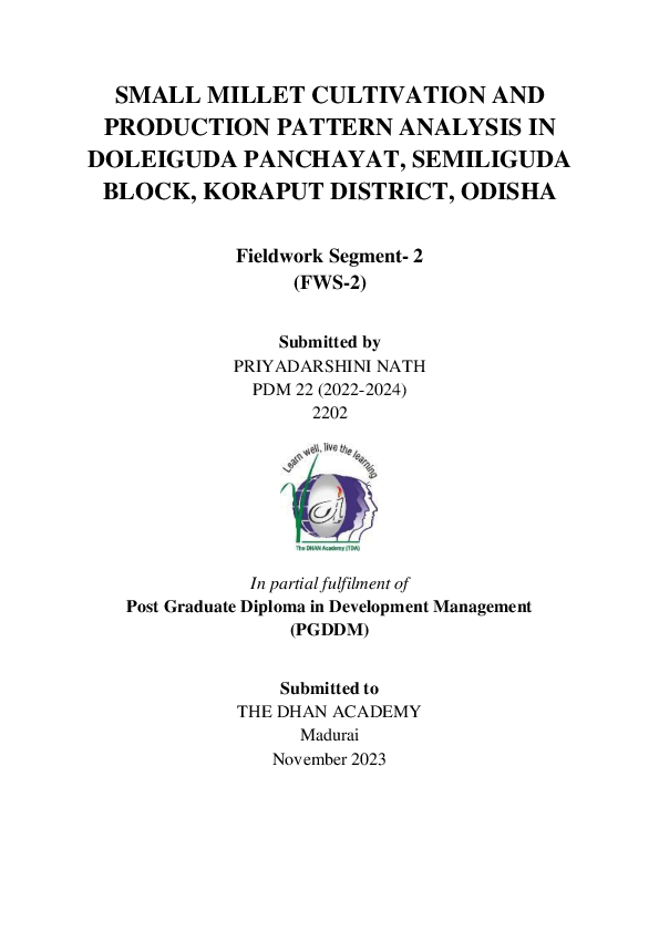 (PDF) SMALL MILLET CULTIVATION AND PRODUCTION PATTERN ANALYSIS IN ...