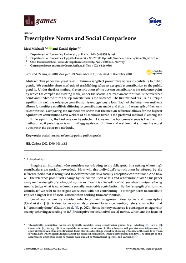 (PDF) Prescriptive Norms and Social Comparisons