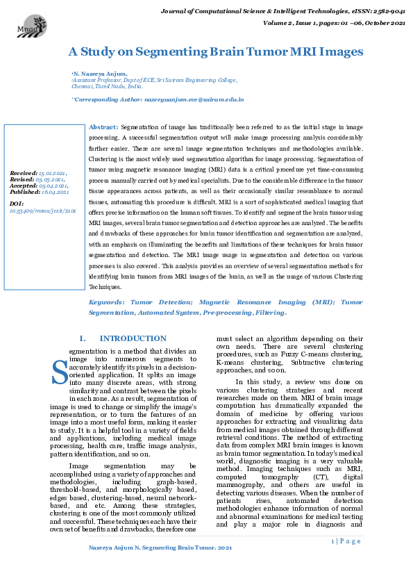(PDF) A Study on Segmenting Brain Tumor MRI Images