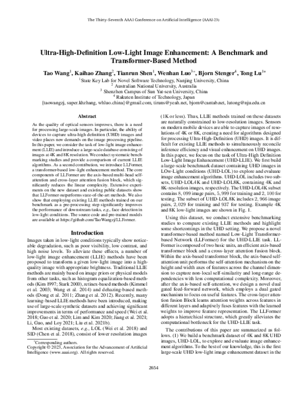 (PDF) Ultra-High-Definition Low-Light Image Enhancement: A Benchmark and Transformer-Based Method