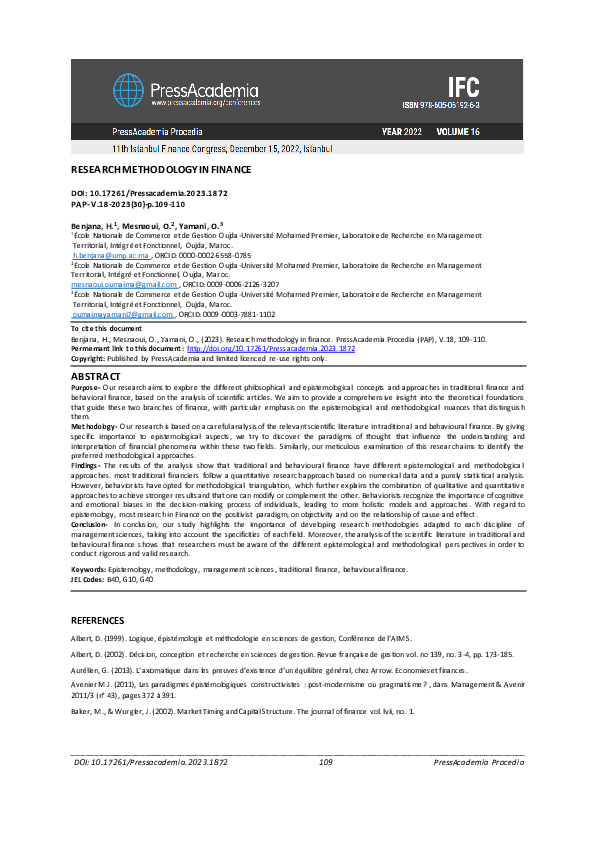 (PDF) Research methodology in finance