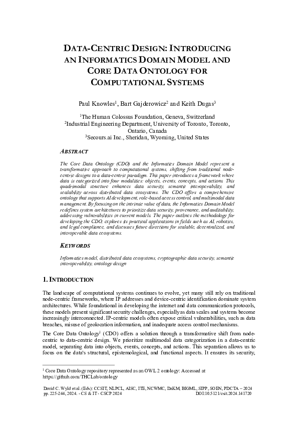 (PDF) Data-Centric Design: Introducing An Informatics Domain Model And Core Data Ontology For ...