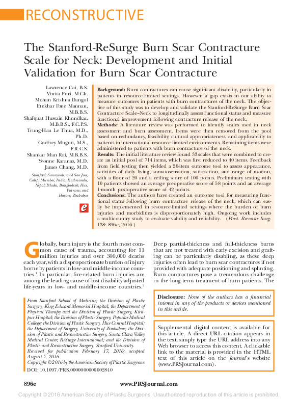 (PDF) The Stanford-ReSurge Burn Scar Contracture Scale for Neck ...