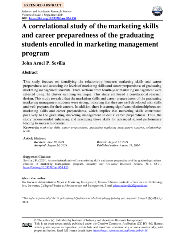 (PDF) A correlational study of the marketing skills and career ...