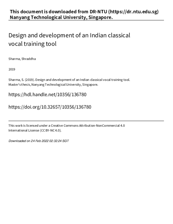 (PDF) Development of a Tool for Indian Classical Vocal Training