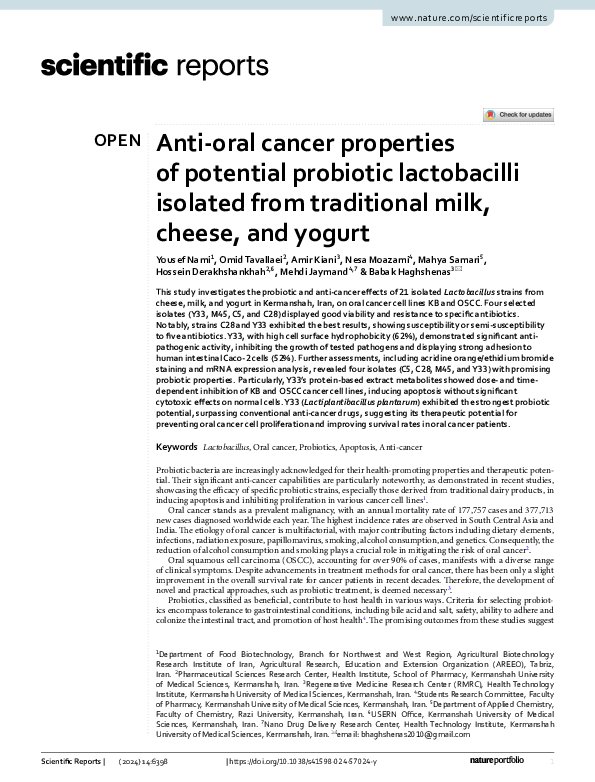 (PDF) Anti-oral cancer properties of potential probiotic lactobacilli ...