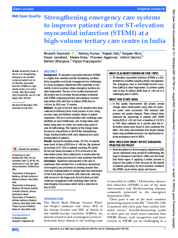 (PDF) Strengthening emergency care systems to improve patient care for ...