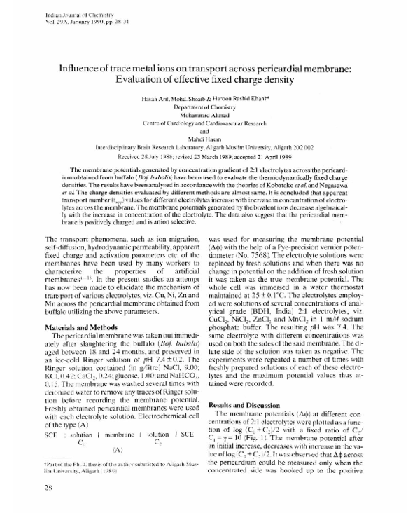 (PDF) Influence of trace metal ions on transport across pericardial membrane: Evaluation of ...