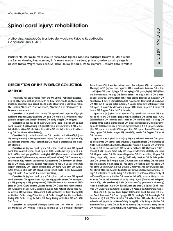 (PDF) Spinal cord injury: rehabilitation