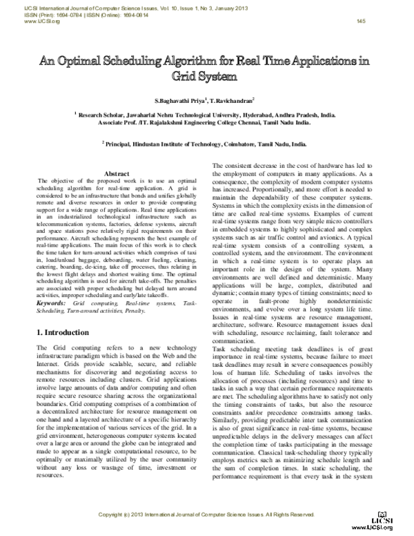 (PDF) An Optimal Scheduling Algorithm for Real Time Applications in ...