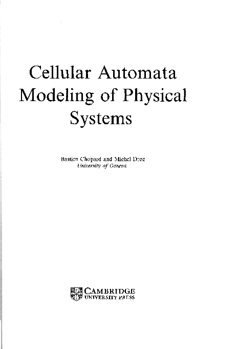 (PDF) Cellular Automata Modeling of Physical Systems