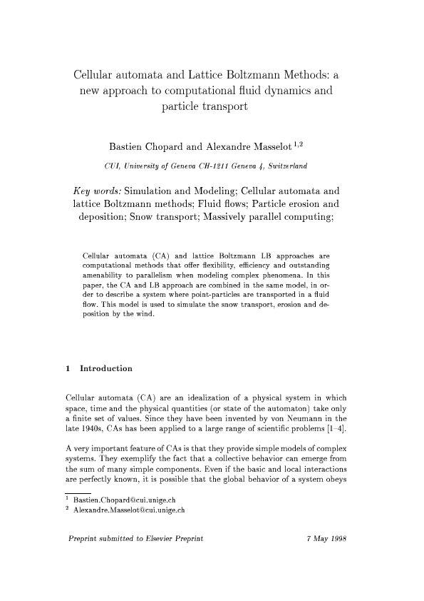 (PDF) Cellular automata and lattice Boltzmann methods: a new approach to computational fluid ...