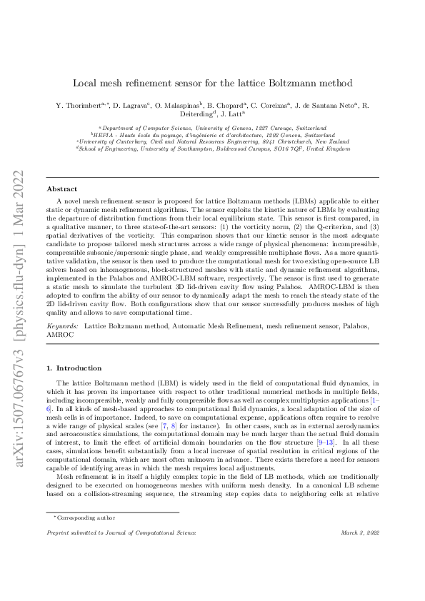 (PDF) Local mesh refinement sensor for the lattice Boltzmann method