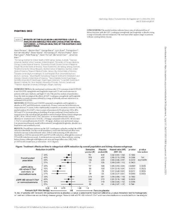 (PDF) SaO010EFFECTS OF THE GLUCAGON-LIKE PEPTIDE-1 (GLP-1) ANALOGUES ...