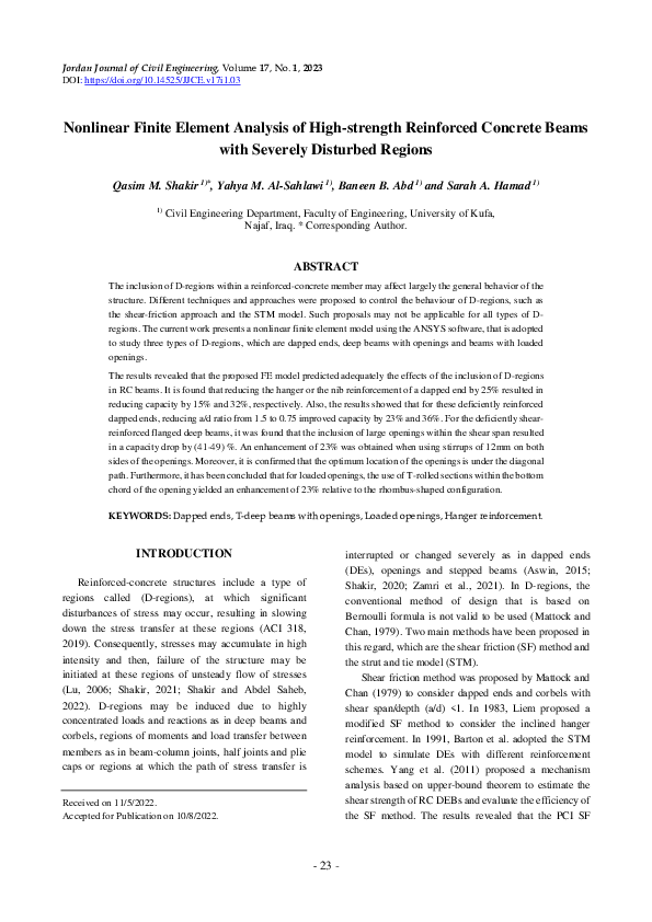 (PDF) Nonlinear Finite Element Analysis of High-strength Reinforced Concrete Beams with Severely ...