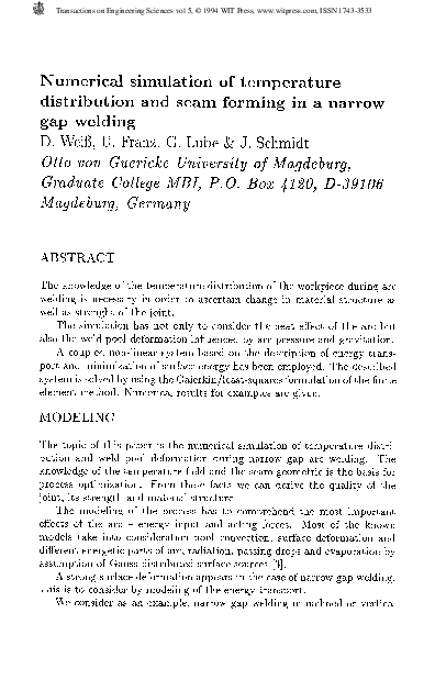 (PDF) Numerical Simulation of Temperature Distribution and Seam Forming ...