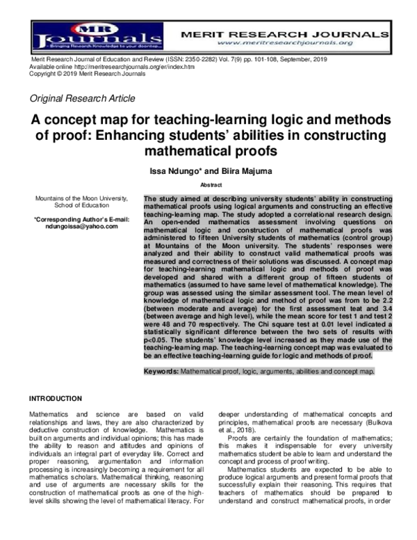 (PDF) A concept map for teaching-learning logic and methods of proof: Enhancing students ...
