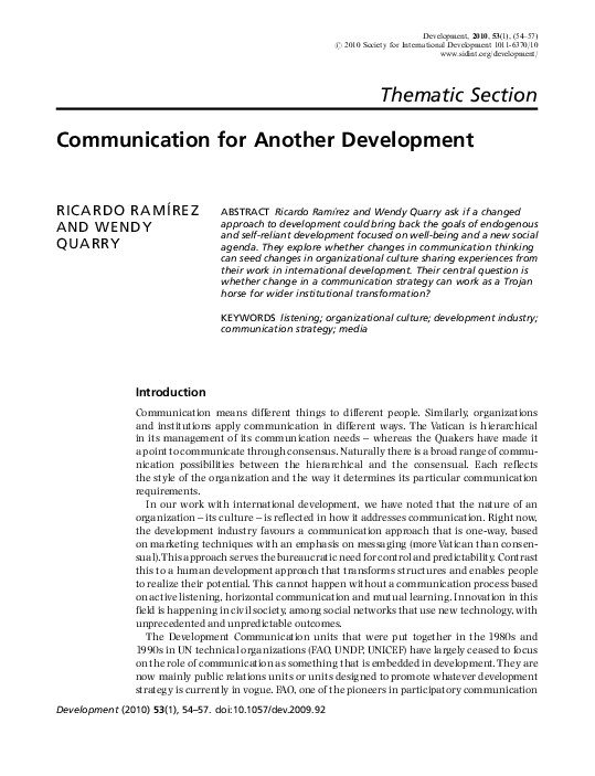 (PDF) Communication for Another Development