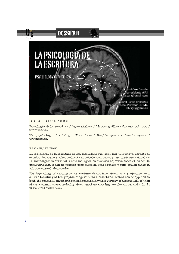 (PDF) Dossier II: Psicología de la escritura
