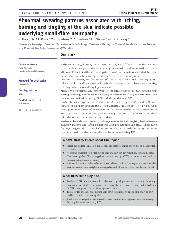 (PDF) Abnormal sweating patterns associated with itching, burning and ...