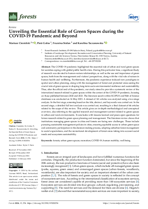 (PDF) Green Spaces' Role During COVID-19