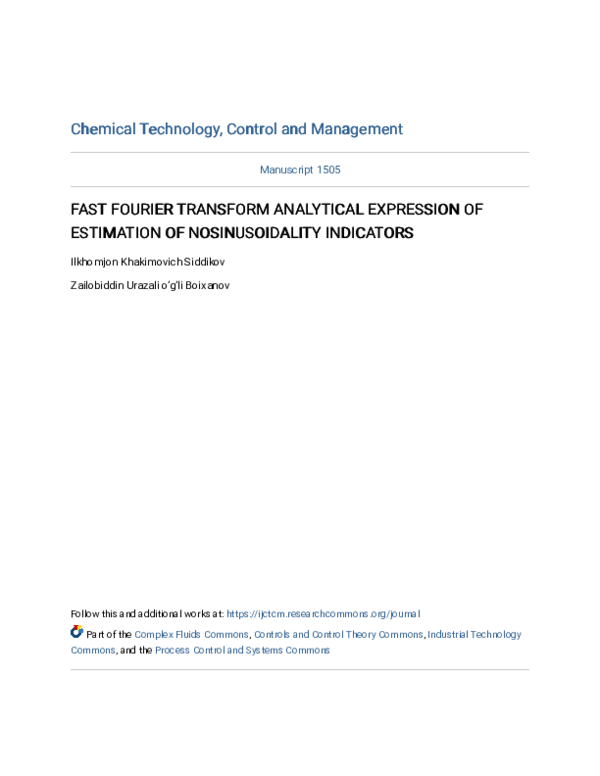 (PDF) Fast Fourier Transform Analytical Expression of Estimation of ...
