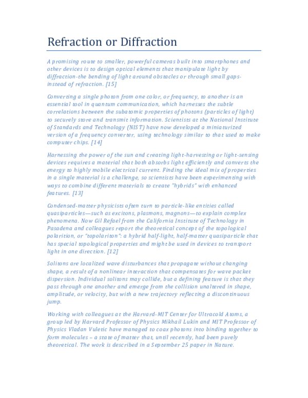 (PDF) From Refraction to Diffraction