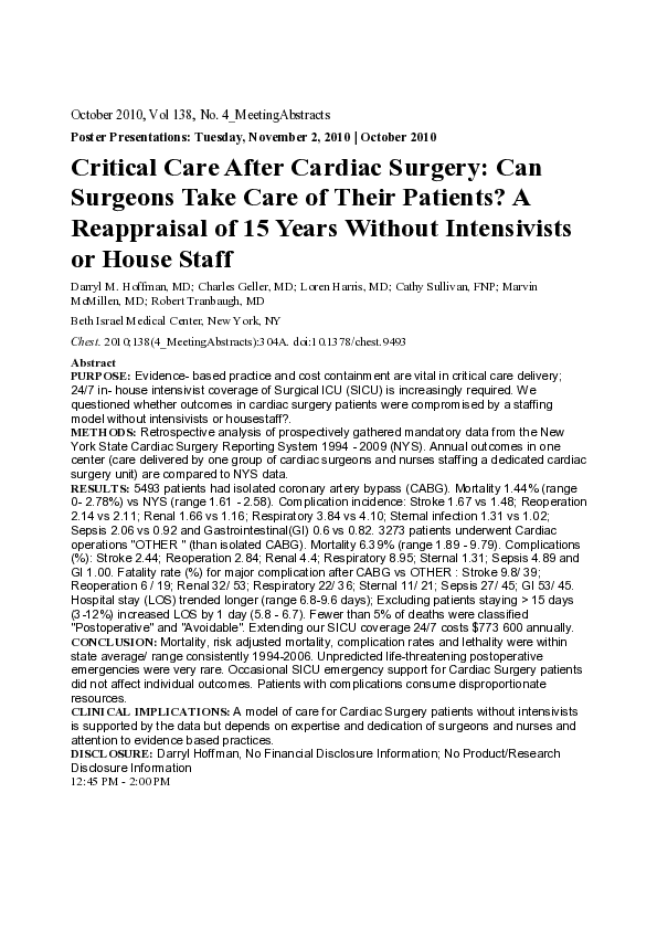 (PDF) Critical Care After Cardiac Surgery: Can Surgeons Take Care of ...
