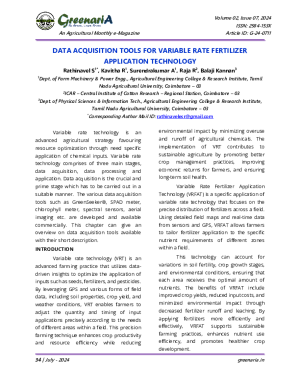 (PDF) DATA ACQUISITION TOOLS FOR VARIABLE RATE FERTILIZER APPLICATION TECHNOLOGY