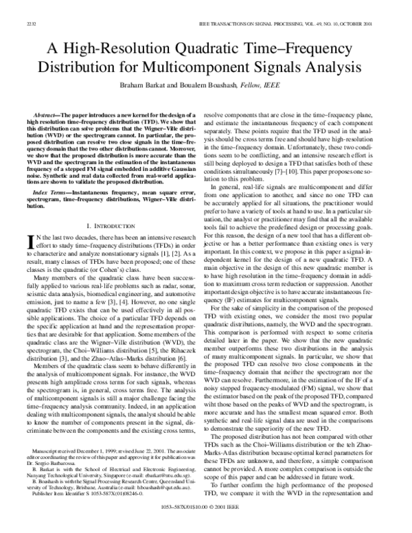 (PDF) A high-resolution quadratic time-frequency distribution for ...