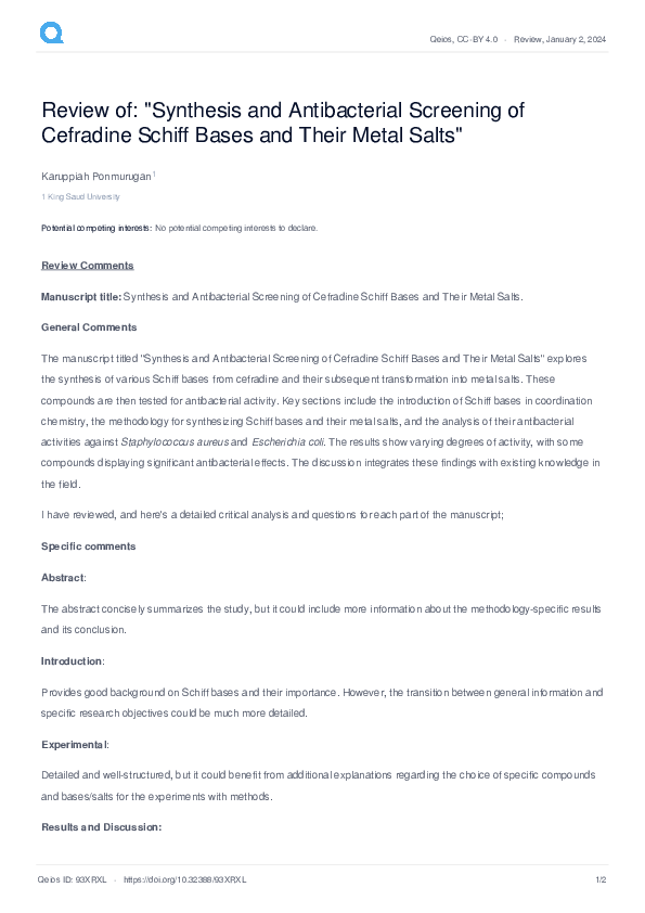 (PDF) Review of: "Synthesis and Antibacterial Screening of Cefradine ...