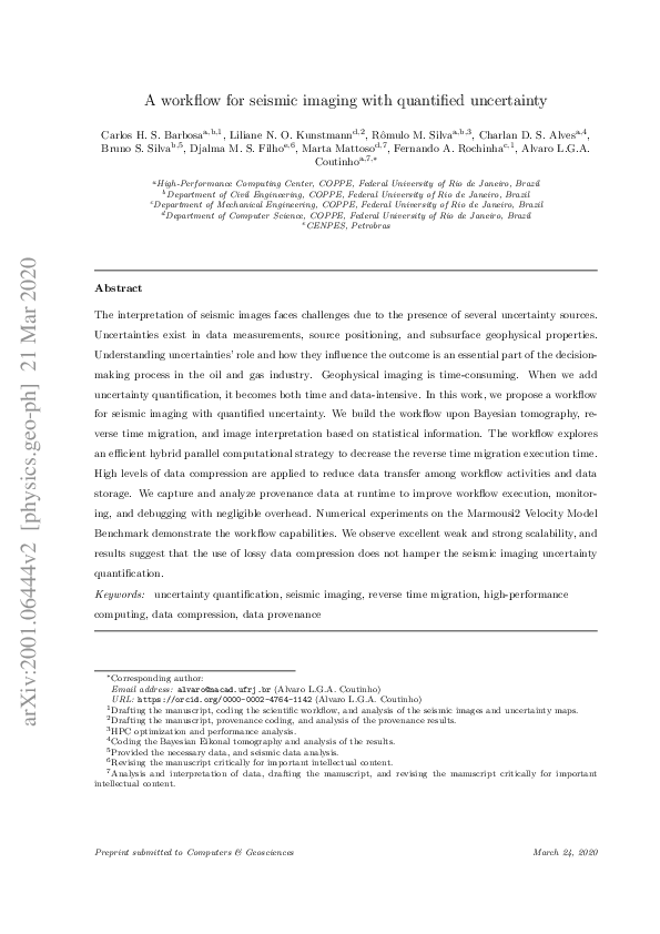 (PDF) A workflow for seismic imaging with quantified uncertainty