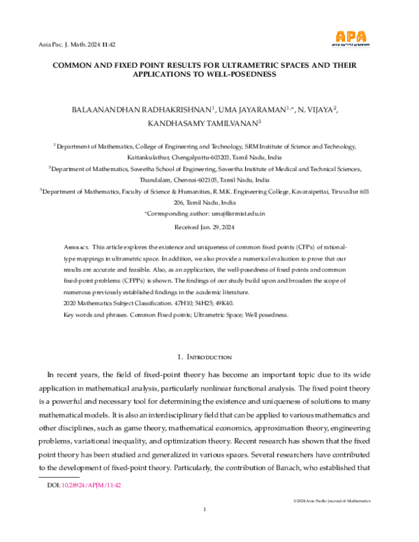 (PDF) Common and Fixed Point Results for Ultrametric Spaces and Their Applications to Well ...