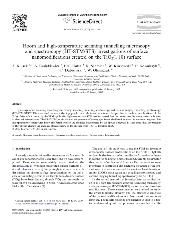 (PDF) Room and high-temperature scanning tunnelling microscopy and spectroscopy (HT-STM/STS ...