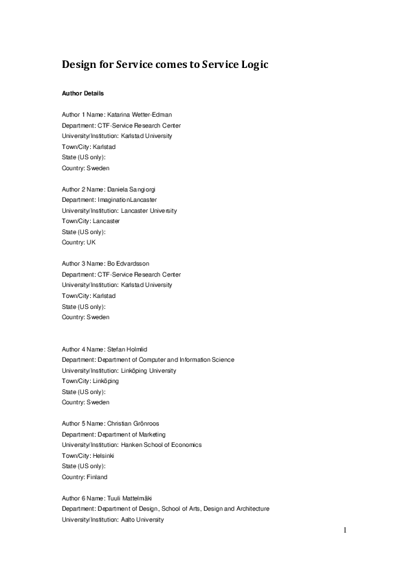 (PDF) Design for service comes to service logic | Christian Grönroos ...