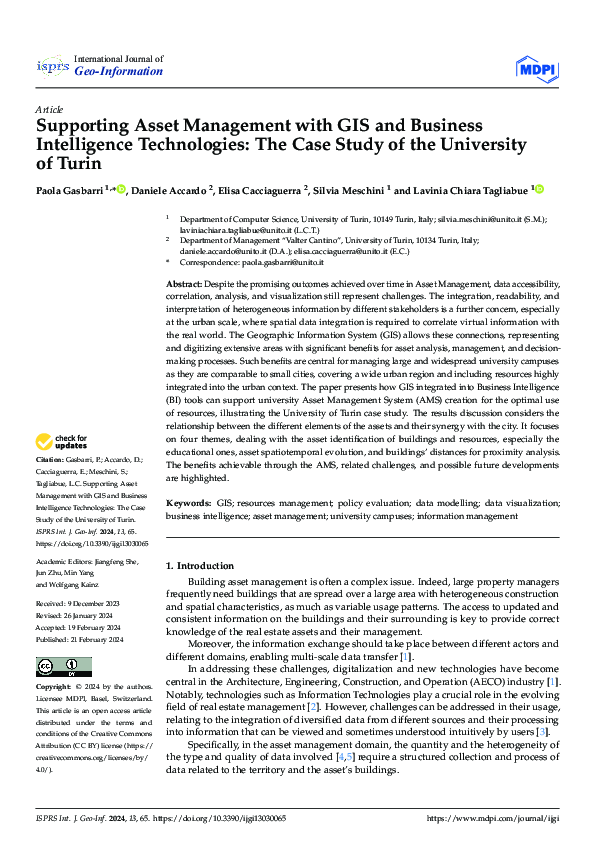 (PDF) Supporting Asset Management with GIS and Business Intelligence ...
