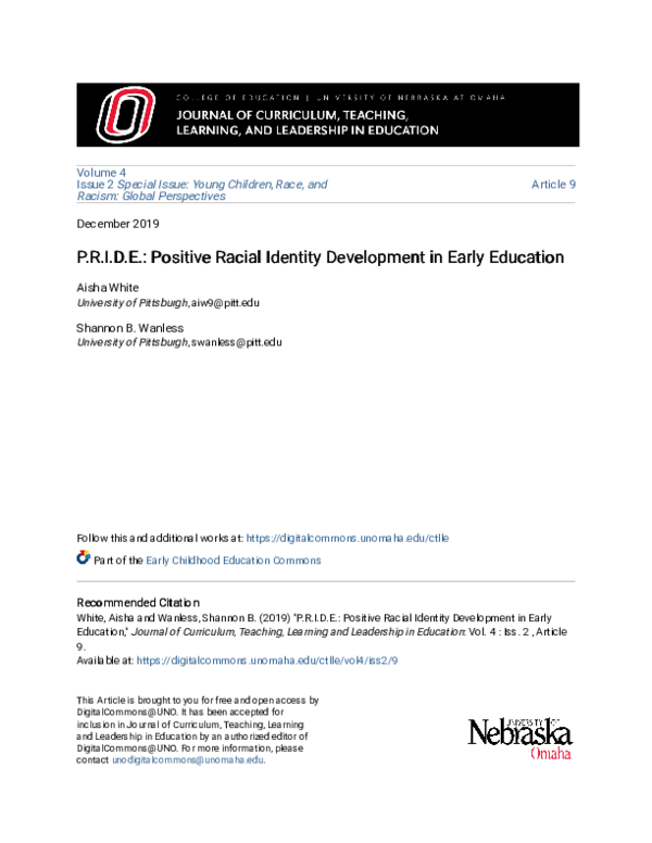 (PDF) P.R.I.D.E.: Positive Racial Identity Development in Early ...