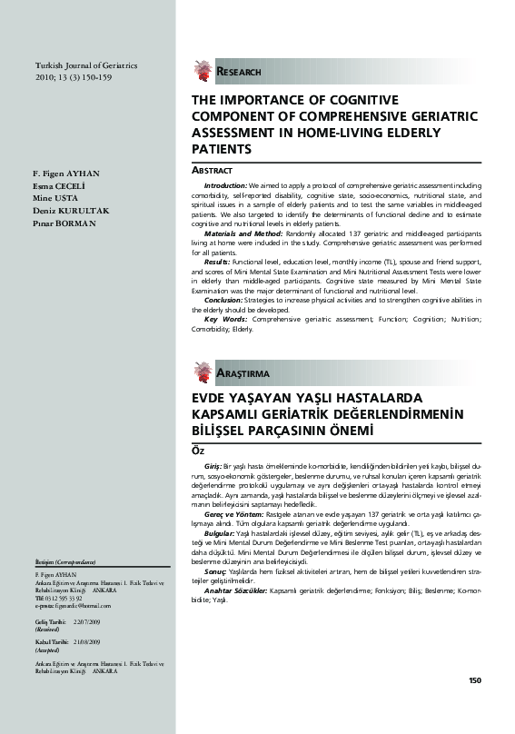 (PDF) The Importance of Cognitive Component of Comprehensive Geriatric ...