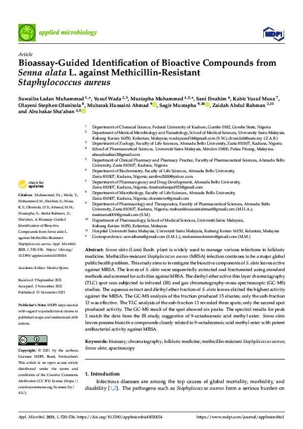 (PDF) Bioassay-guided Identification of Bioactive Compounds from Senna alata L. against ...