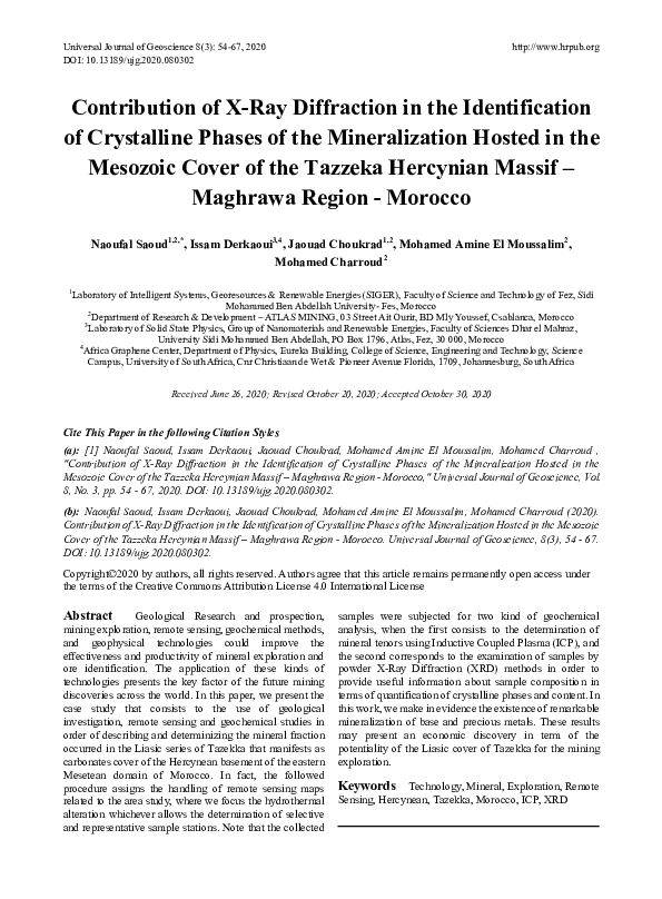 (PDF) Contribution of X-Ray Diffraction in the Identification of ...