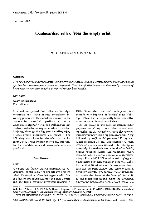 (PDF) Oculocardiac reflex from the empty orbit