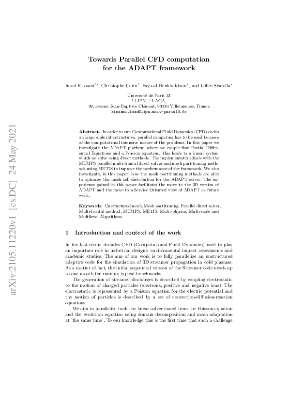 (PDF) Towards Parallel CFD Computation for the ADAPT Framework