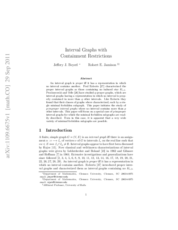 (PDF) Interval Graphs with Containment Restrictions