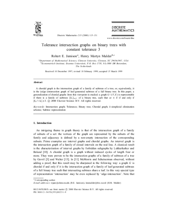 (PDF) Tolerance intersection graphs on binary trees with constant ...