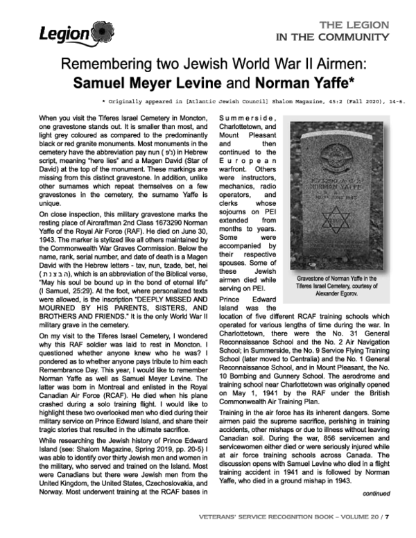 (PDF) "Remembering Two Jewish World War II Airmen: Samuel Meyer Levine ...