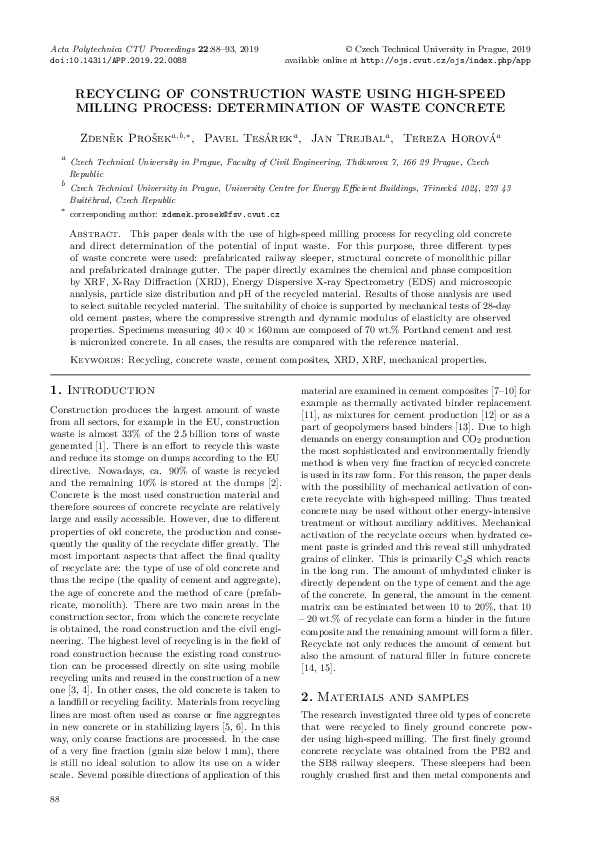 (PDF) Recycling of Construction Waste Using High-Speed Milling Process ...