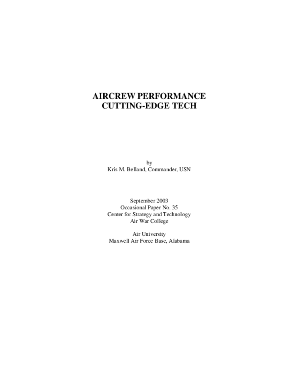 (PDF) Aircrew Performance Cutting-Edge Technology: Emerging Human ...