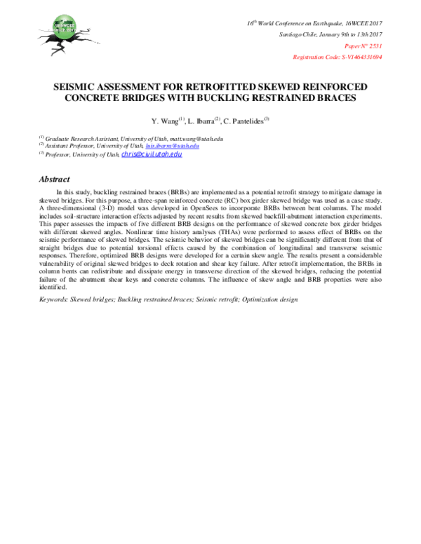 Pdf Seismic Assessment For Retrofitted Skewed Reinforced Concrete Bridges With Buckling