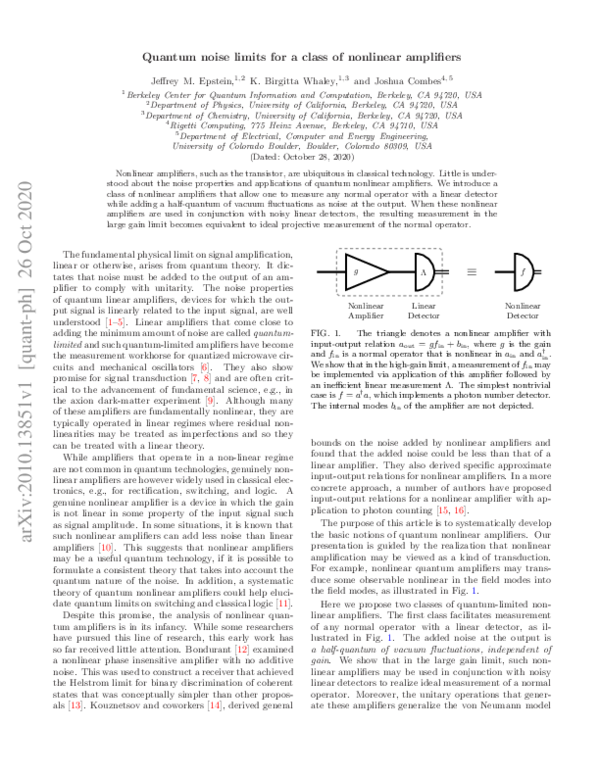 (PDF) Quantum noise limits for a class of nonlinear amplifiers