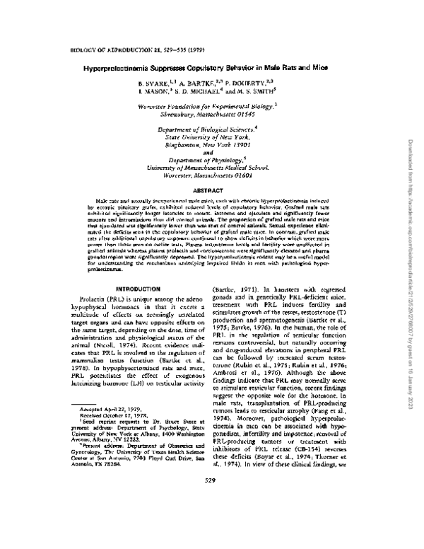 (PDF) Impact of Hyperprolactinemia on Male Copulation